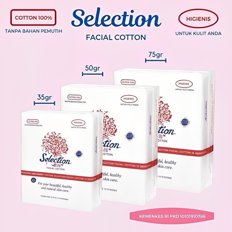 Jual Kapas Selection Facial Cotton Kotak 35gr 50gr 75gr - Kapas Wajah ...