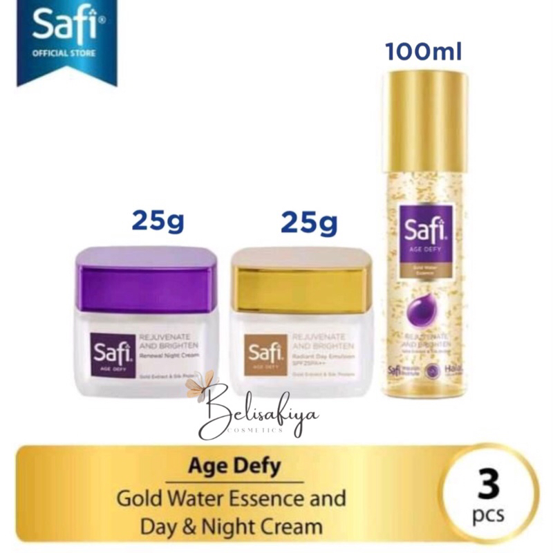 Jual Safi Age Defy Moisturizer Package isi 3 pcs | Gold Water 100ml+Day ...