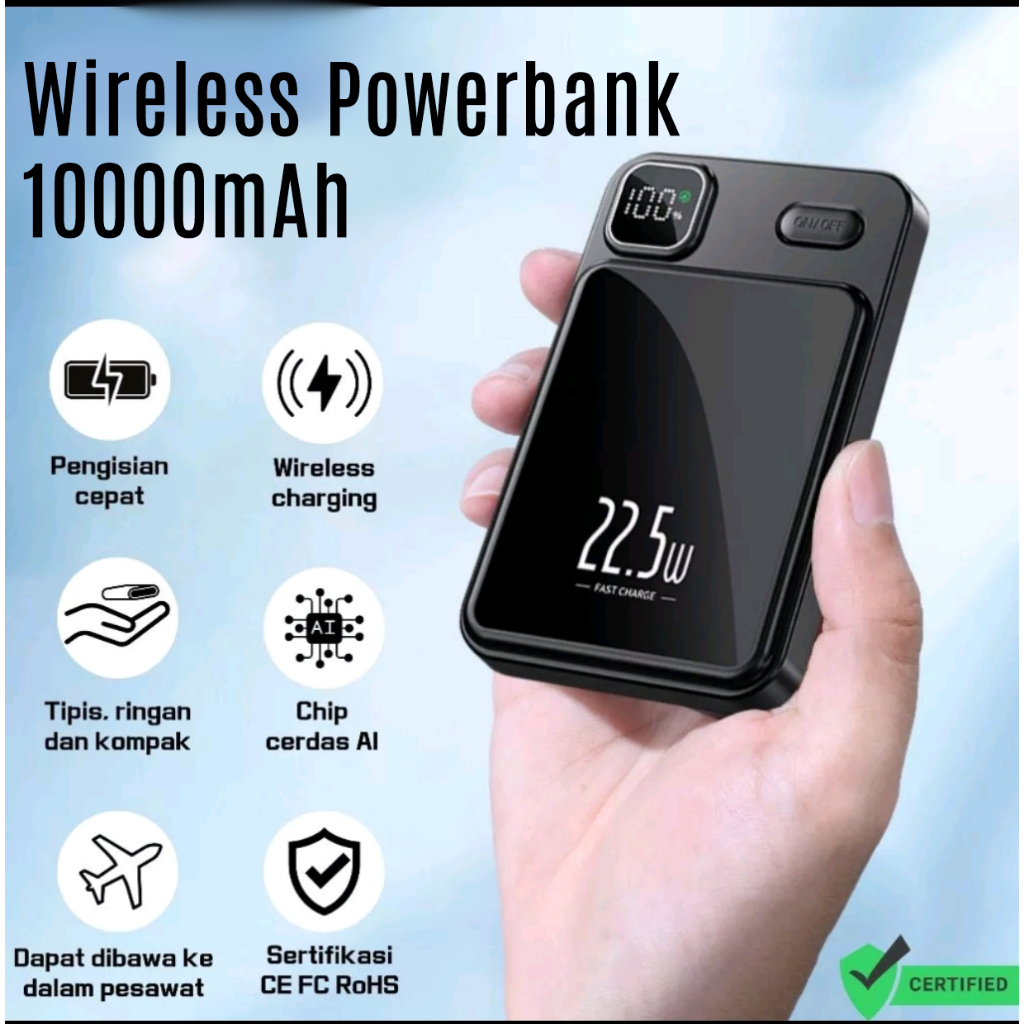 Jual Fast Charging Power Bank 10000mAh / PowerBank Nirkabel wireless ...