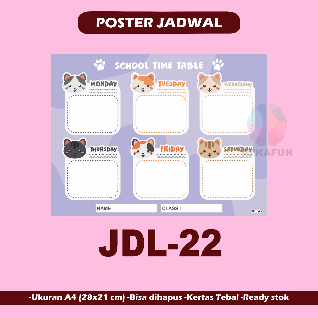 Jual Poster JADWAL PELAJARAN wipe clean - Poster sekolah jadwal pelajaran | Shopee Indonesia