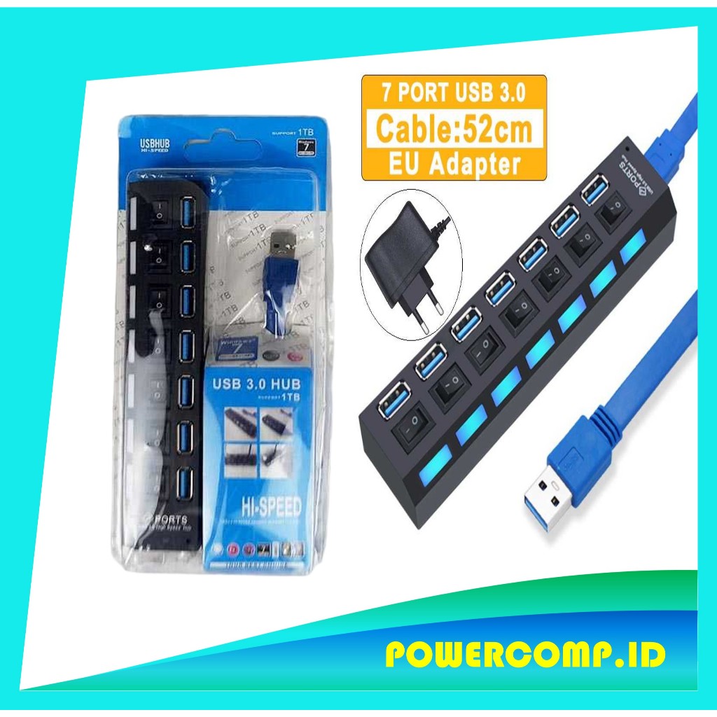 Jual USB 3.0 Hub 5Gbps High Speed Multi USB Splitter 7 Hab Power ...