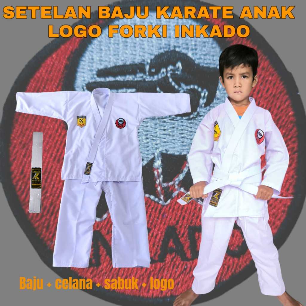 Jual Baju Karate Anak Set Free Logo Forki Inkado | Shopee Indonesia