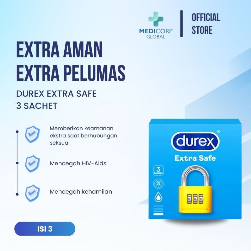 Jual [MEDICORP] Durex Extra Safe 3 Sachet - Proteksi max anti bocor ...