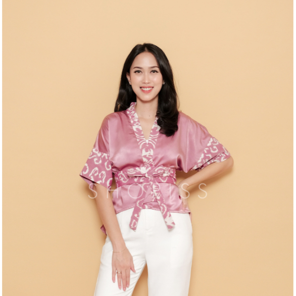 Jual Lala Dusty Pink Outer + Obi (Atasan Tenun Endek) | Shopee Indonesia