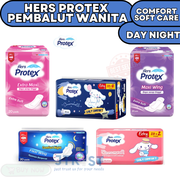 Jual Hers Protex Pembalut Wanita Comfort Soft Care Day Night 20 pads ...