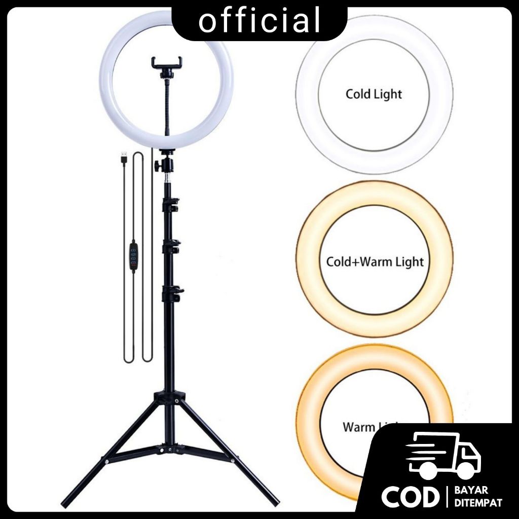 Jual Ring Light+210CM Tripod Konten Fill LED Lighting Foto Video With ...