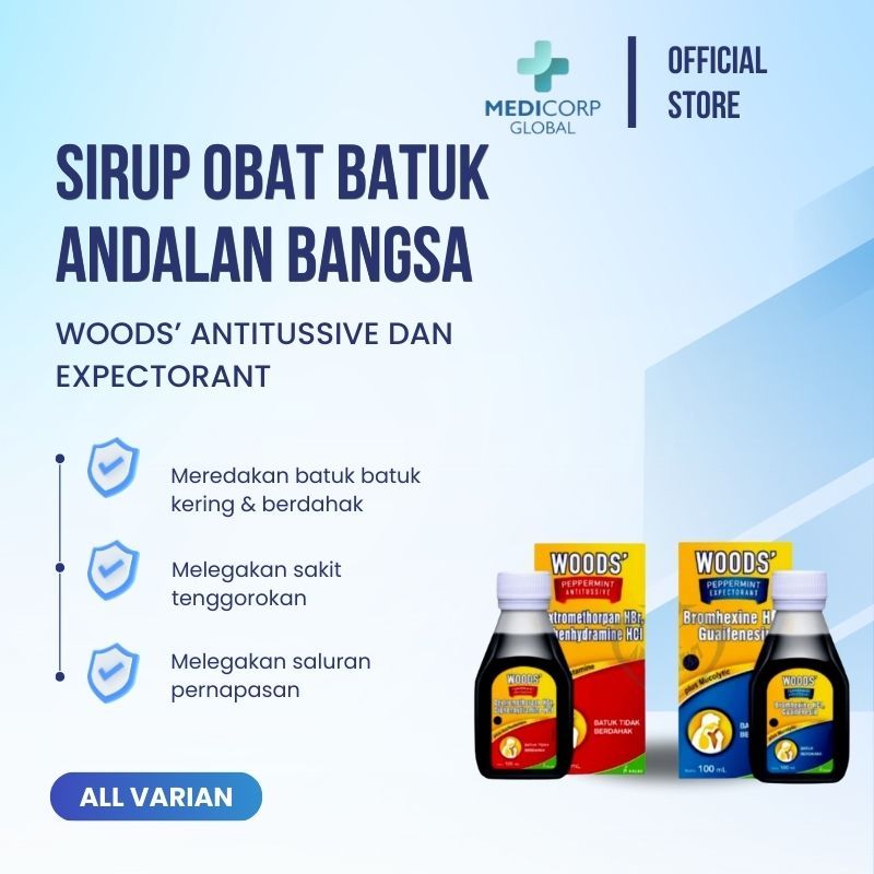 Jual [MEDICORP] Woods peppermint att / antitussive expectorant sirup ...
