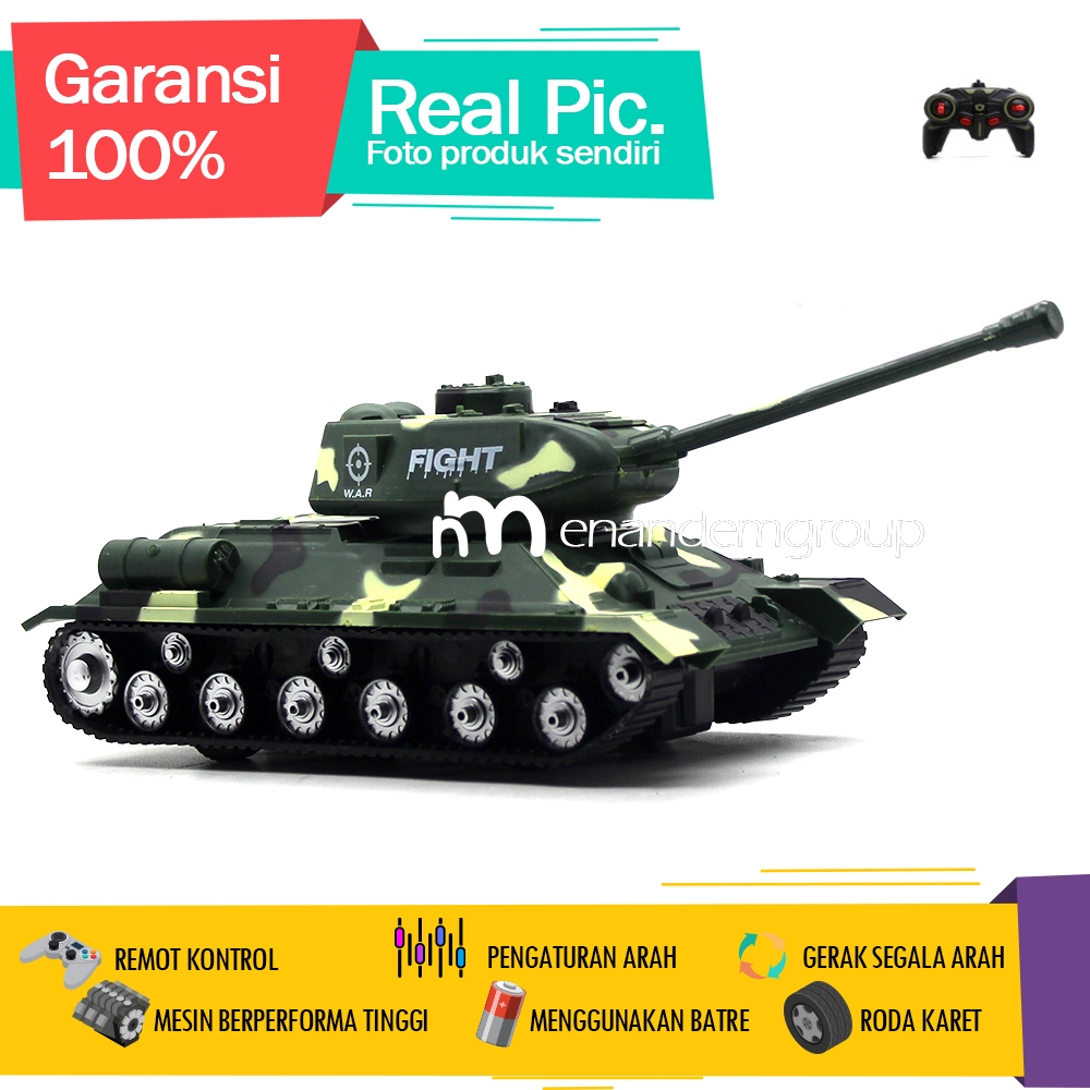 Jual Mainan Mobil Remot Kontrol RC Tank Military Z-4 Fighting Spirit LED Bersuara | Shopee Indonesia