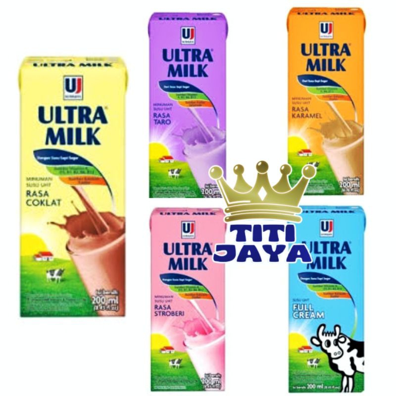 Jual SUSU ULTRA MILK 200ML COKLAT STRAWBERRY CARAMEL VANILA MOCA TARO ...