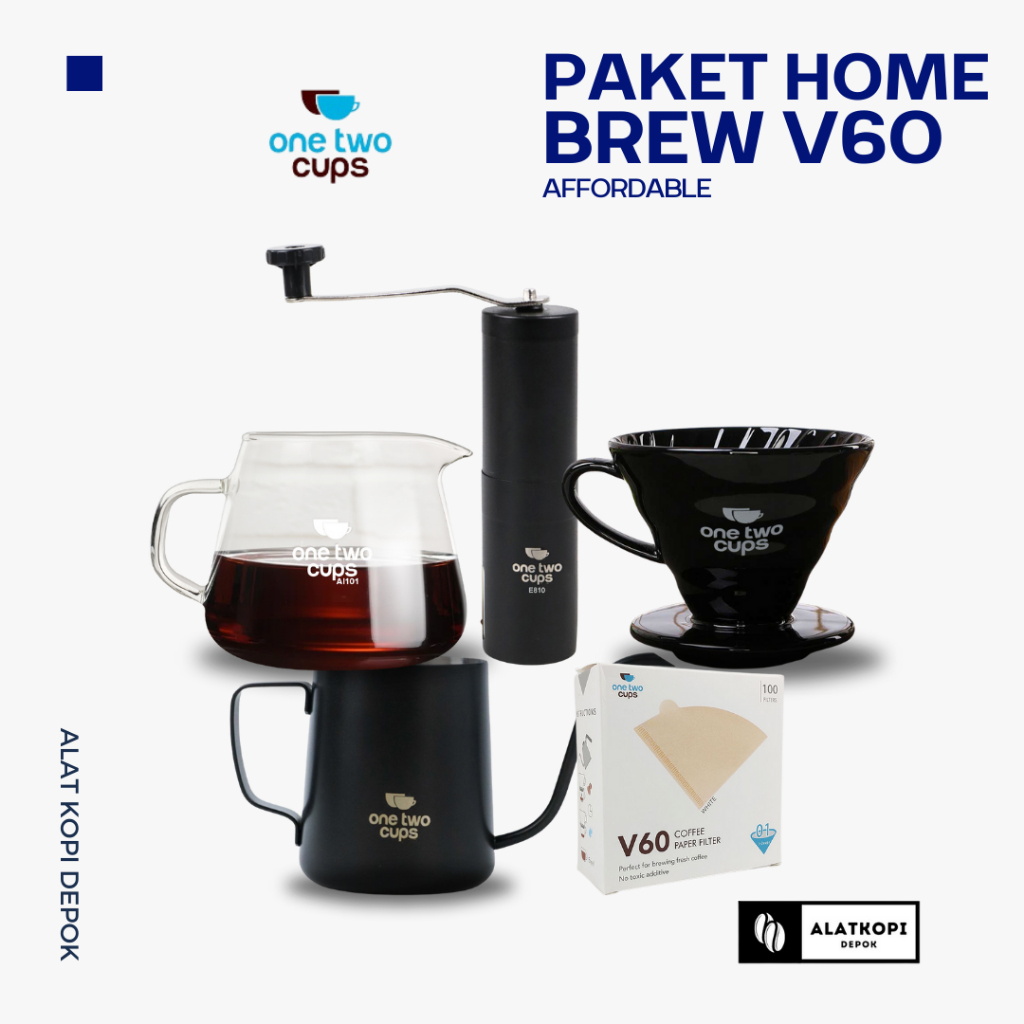 Jual Paket Alat Kopi V60 Manual Home Brew Dripper (Teko, V60, Server, Paper Filter, Grinder) One ...