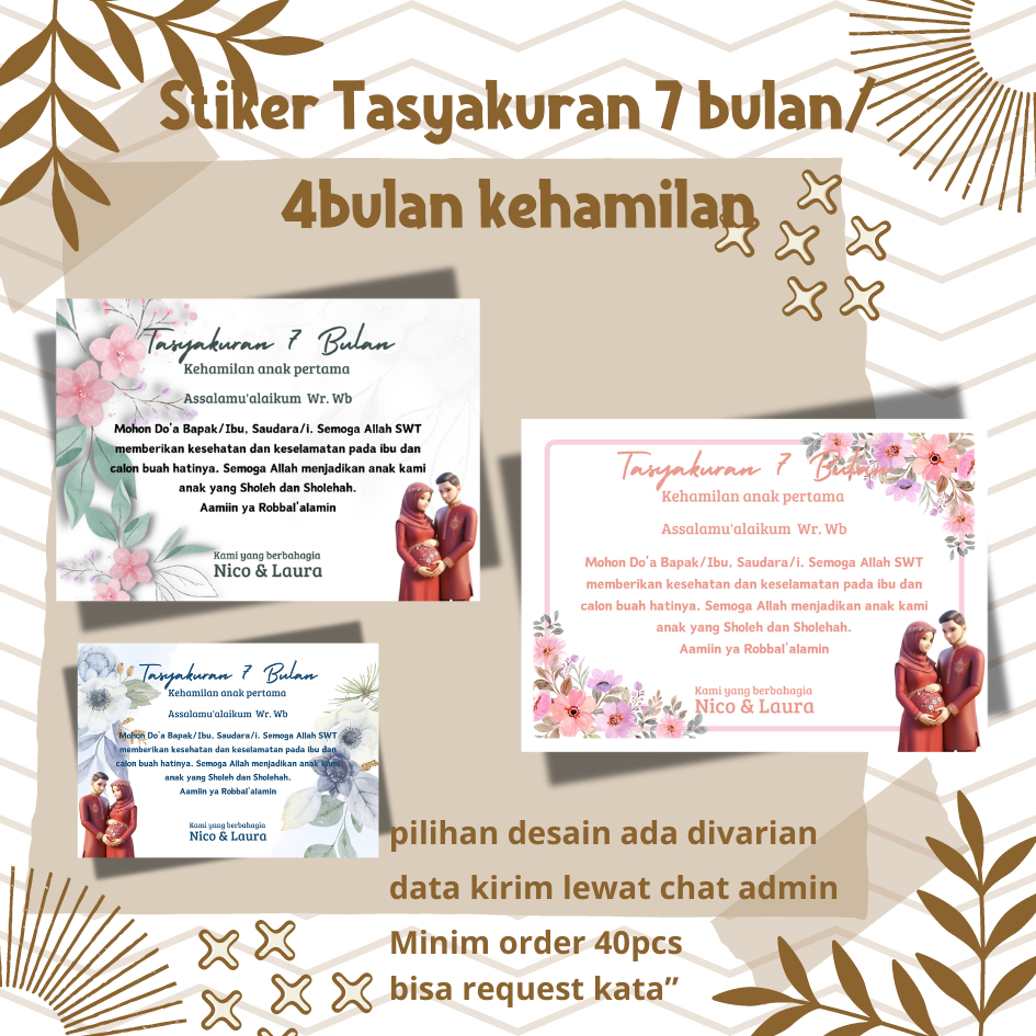 Jual Stiker Tasyakuran 7 bulan hamil/isi 20pcs/stiker glossy/label ...