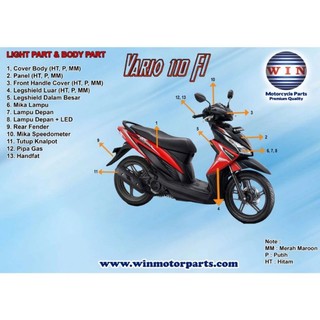 Jual cover body vario 110 fi 2012 2013 2024/body belakang kanan kiri ...