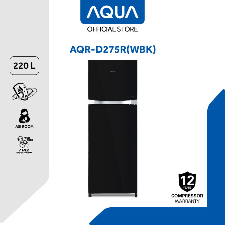 Jual AQUA Kulkas 2 Pintu Inverter Glass Door Black ASI BOX 220 Liter AQR-D275R (WBK) Garansi ...