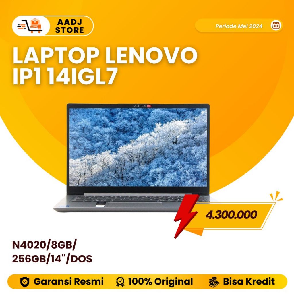 Jual LAPTOP LENOVO IP1 14IGL7 N4020/8GB/256GB/14"/DOS | Shopee Indonesia