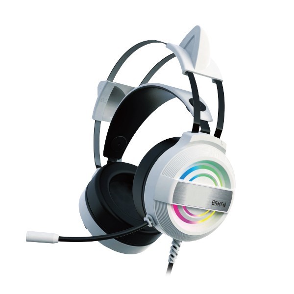 Jual GAMEN Gaming Headset Headphone GH1100 Cat White LED Nyala RGB ...