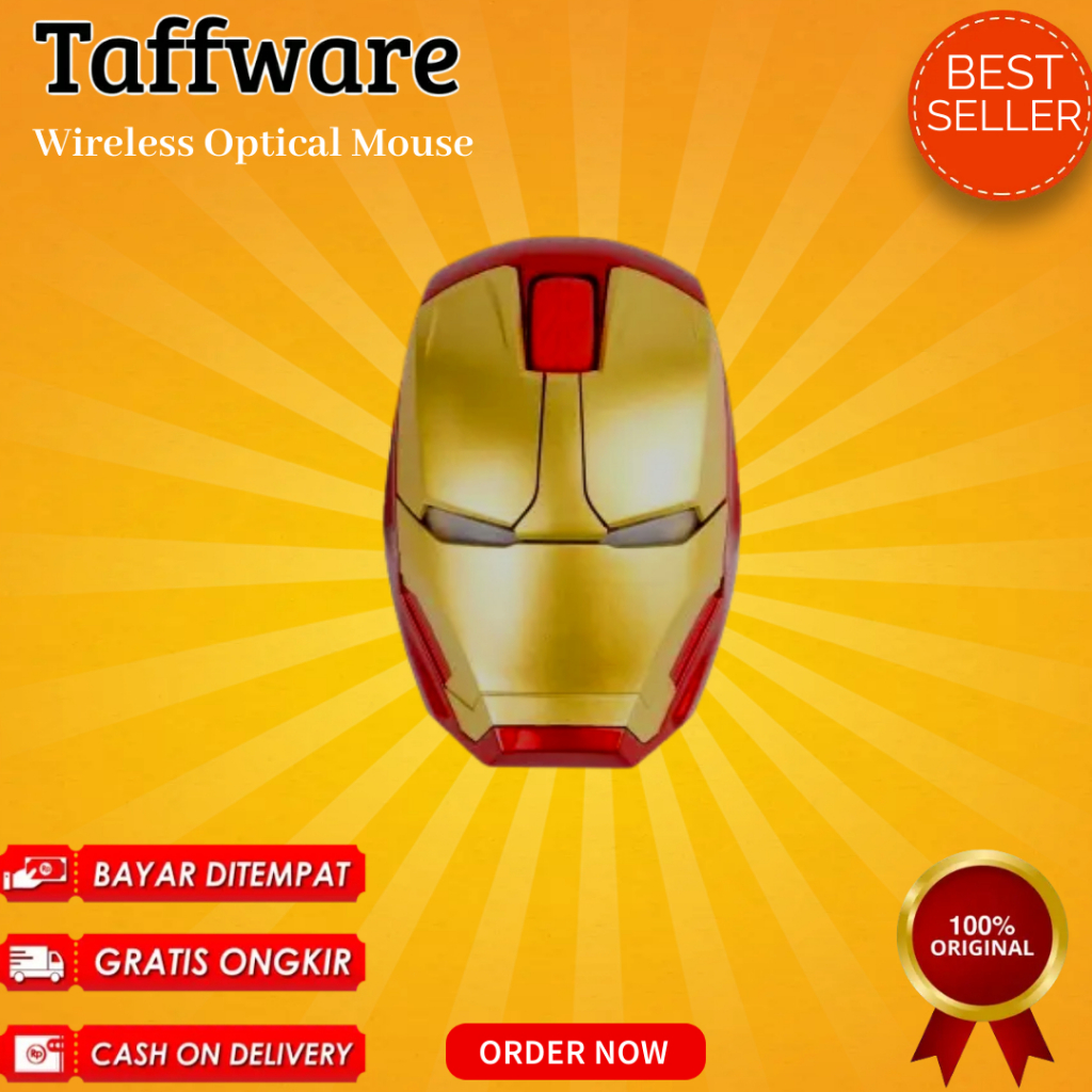 Jual TaffWare Mouse Wireless Optical Iron Man 2.4Ghz - GFSK-M8 - Golden ...