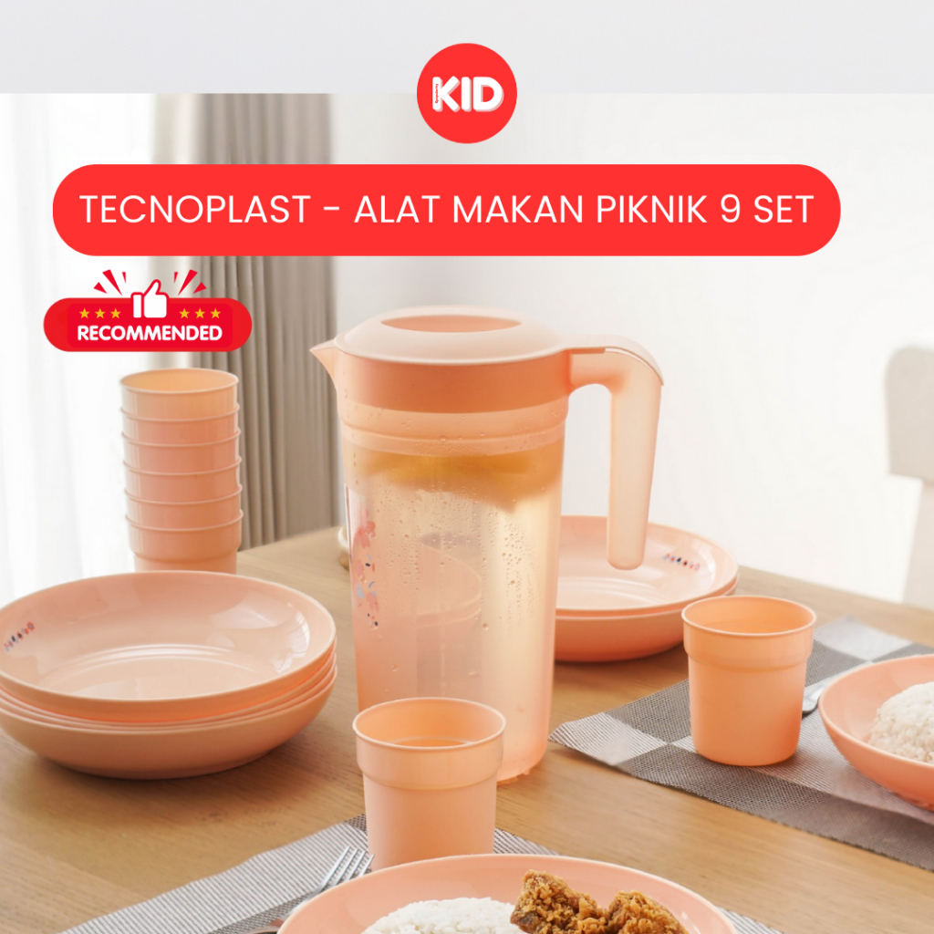 Jual TECHNOPLAST - ALAT MAKAN TEKO PIRING MUG PIKNIK SET KELUARGA PINK ...