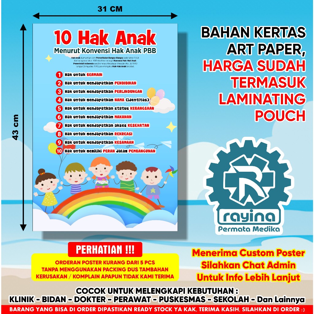 Jual Poster Edukasi 10 Hak Anak | Shopee Indonesia