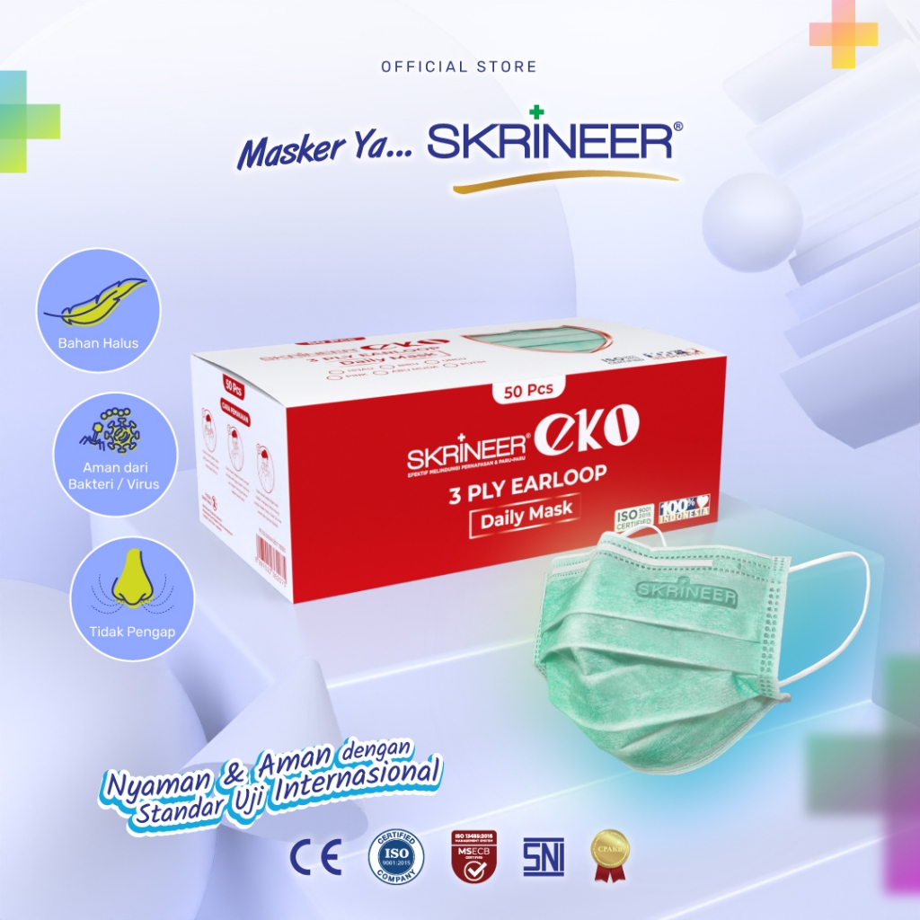 Jual Skrineer Masker Earloop EKO 3ply 50 pcs | Shopee Indonesia