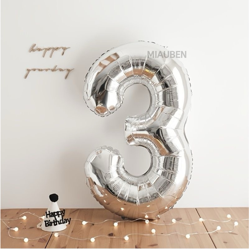 Jual Balon ultah angka jumbo 80cm balon estetik silver | Shopee Indonesia