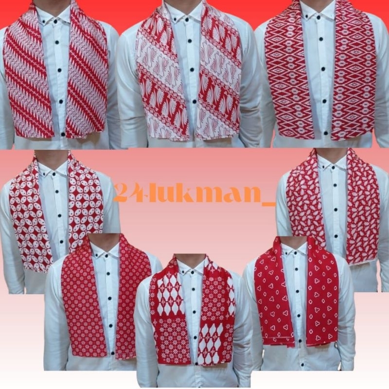 Jual Syal Batik Merah Putih Wanita Scarf Pria Cukin Tradisional ...