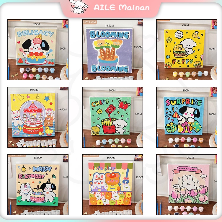 Jual Model Unik With Frame Sanrio Canvas Paint By Number Painting Kit ...