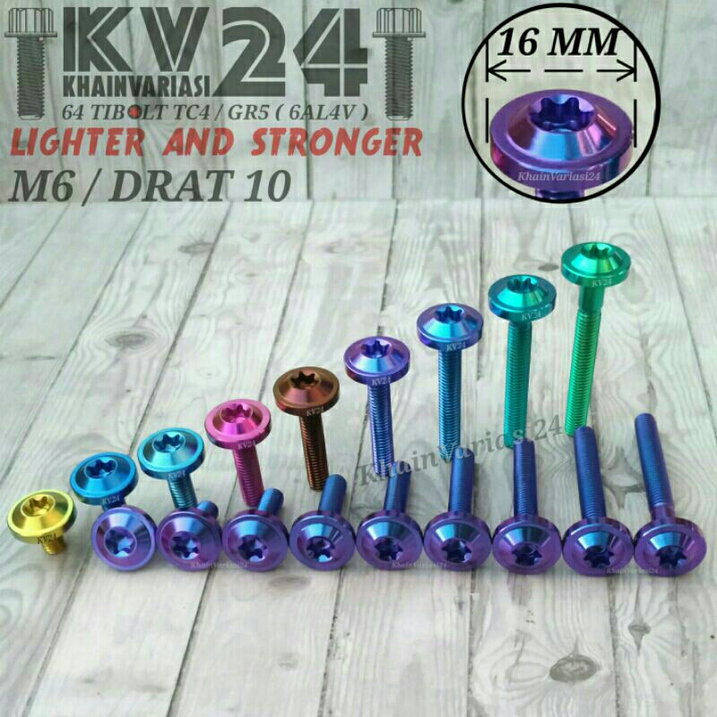 Jual Baut Titanium grade 5 Big Head M6 drat 10 M6 x 10 15 20 25 30 35 ...
