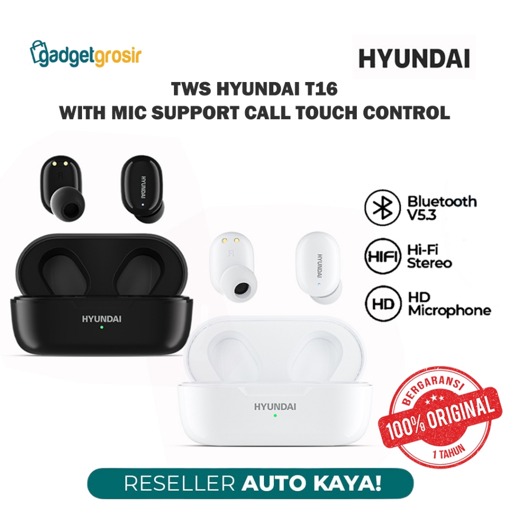 Jual TWS Hyundai T16 Bluetooth Wireless Earphone Headset Earbuds HiFi ...