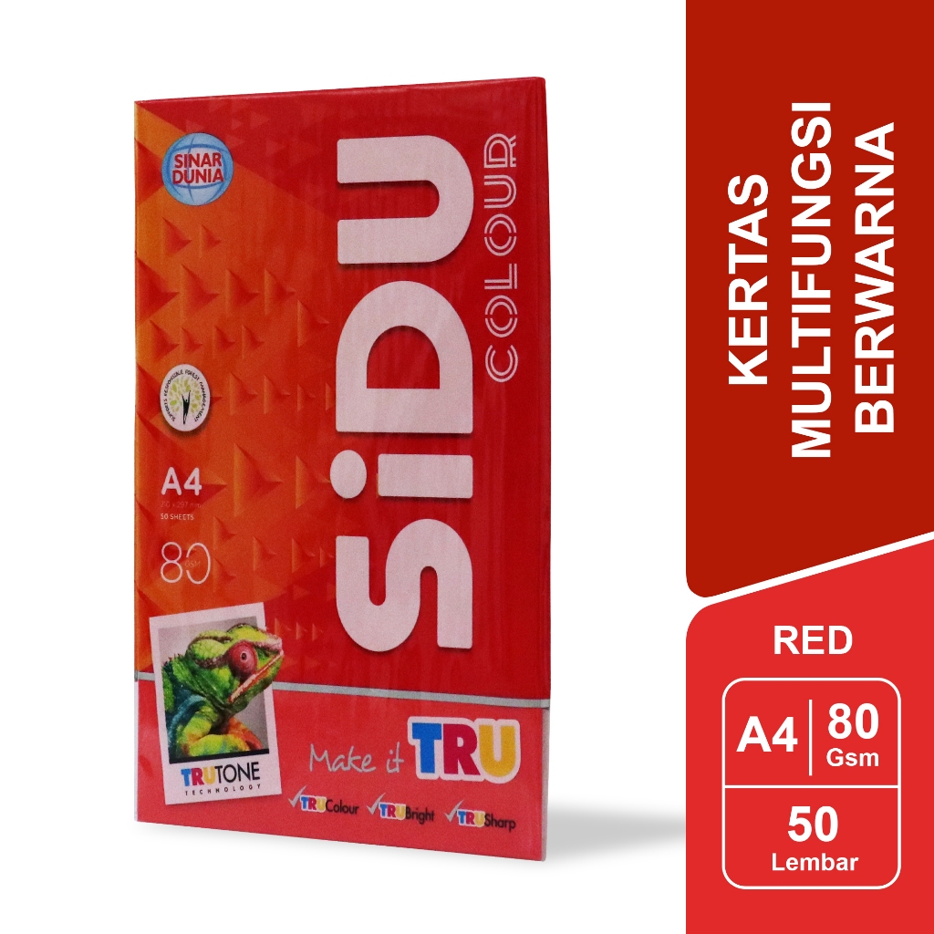 Jual SiDU Kertas Fotocopy Warna Merah/Red 80 GSM A4 isi 50 Lembar - SDU ...