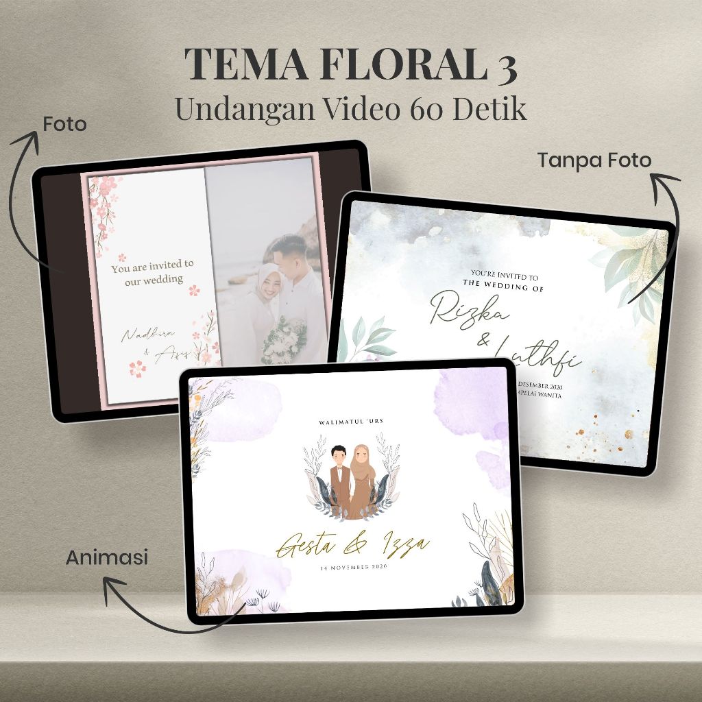 Jual Undangan Tema Bunga | Undangan Digital Video/Gambar/Jpeg Nuansa ...