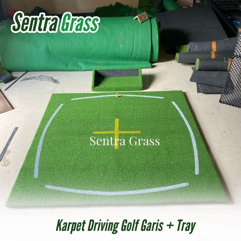 Jual Karpet Driving Golf Garis Ukuran 100×100 cm (Free tee) + Tray Bola ...