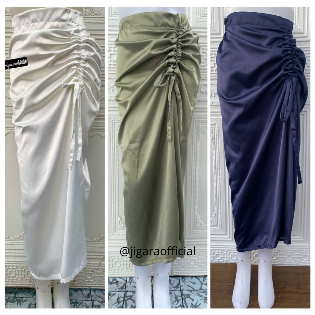 Jual Promo Rok Serut Satin Polos Sasi Skirt Korea Style Maxi Rok Serut ...