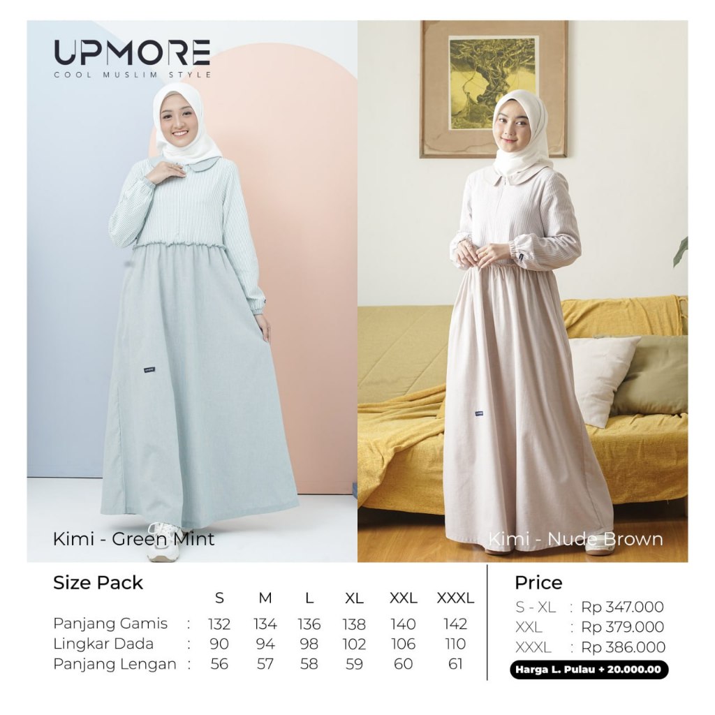 Jual [COD] GAMIS REMAJA UPMORE KIMI NUDE BROWN - GREEN MINT | Shopee ...