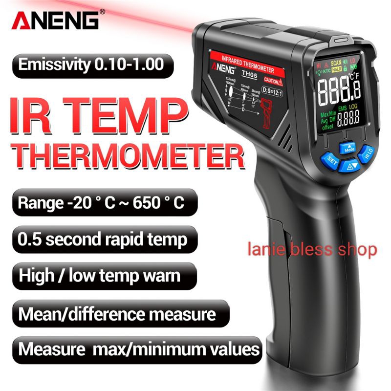 Jual thermometer infrared laser digital termometer IR laser Thermo gun ...