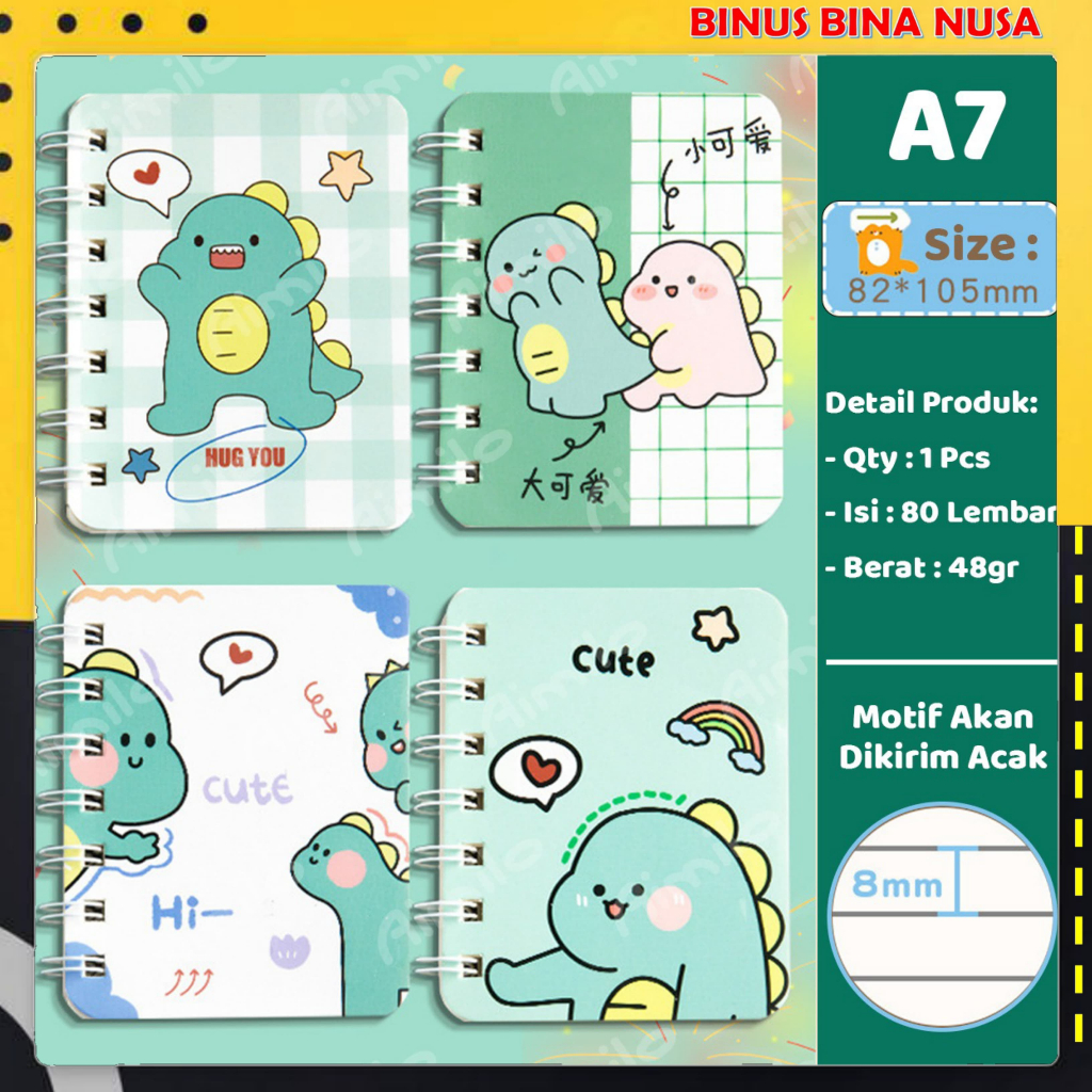 Jual Notebook Mini A7 Aimilo Buku Tulis Sekolah Book Catatan Kecil 80 ...