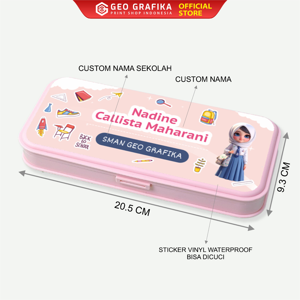 Jual Box Pensil Kotak Pensil Custom Nama - Geo Grafika | Shopee Indonesia