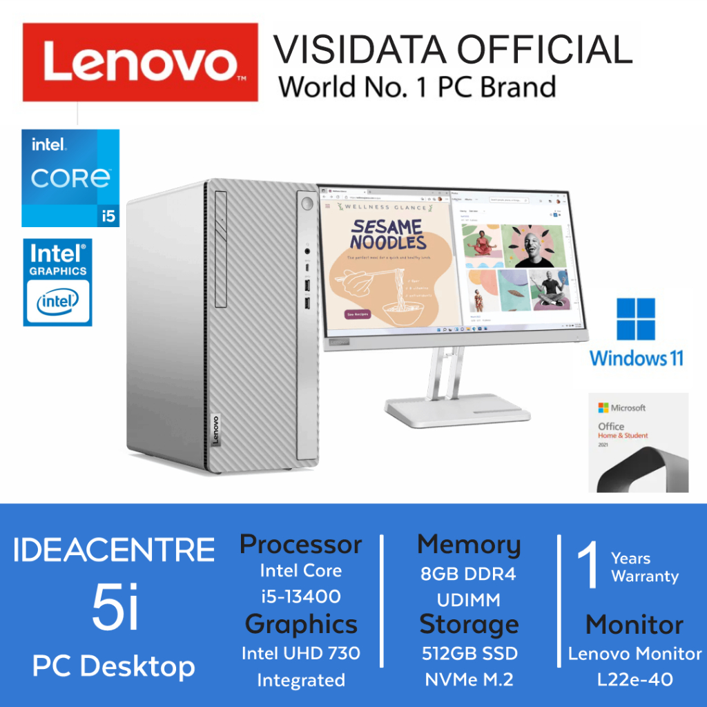 Jual Lenovo IdeaCentre 5i 0FID Intel i5-13400 8GB 512GB W11 OHS ...