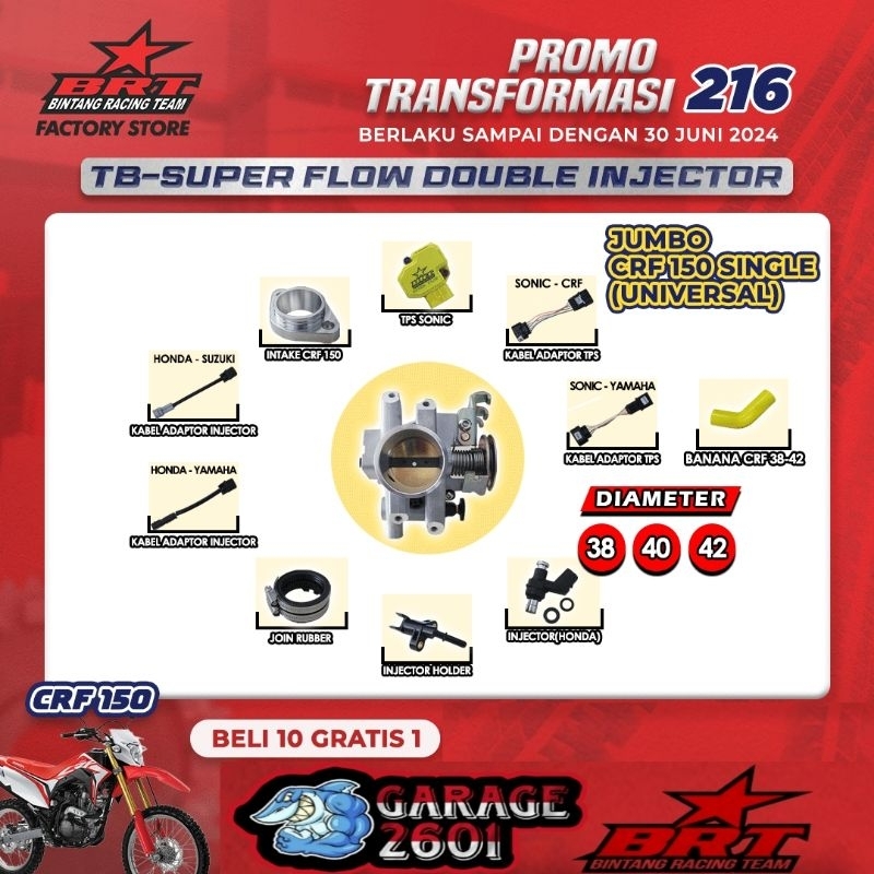 Jual PAKET JUMBO TB THROTTLE BODY CRF 150 BRT SINGLE (UNIVERSAL ...