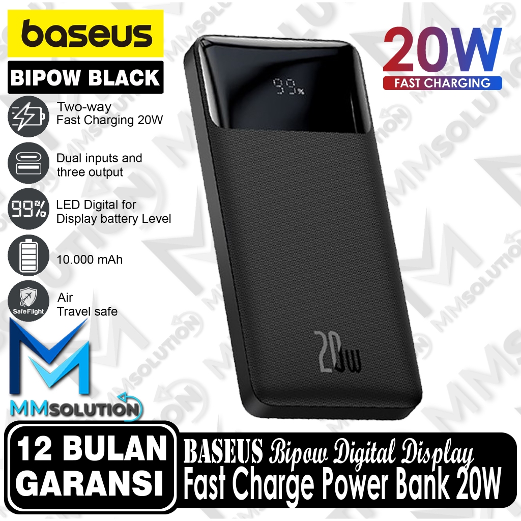 Jual BASEUS Bipow Digital Display Power Bank 10000mAh 20W Overseas ...