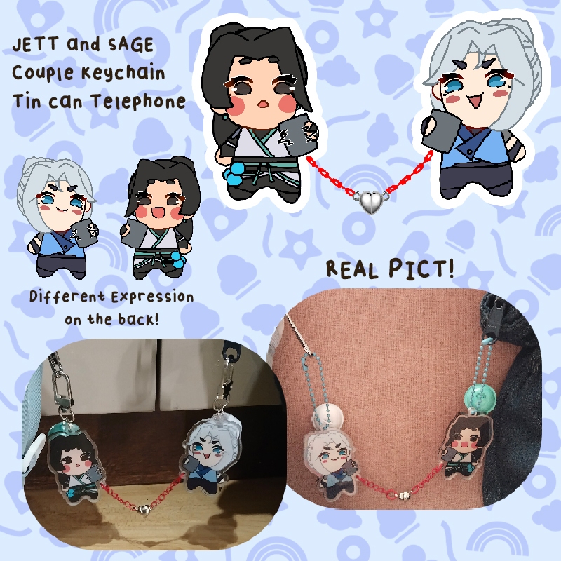 Jual Jett and Sage Valorant Keychain Couple-Tin can telephone | Shopee ...