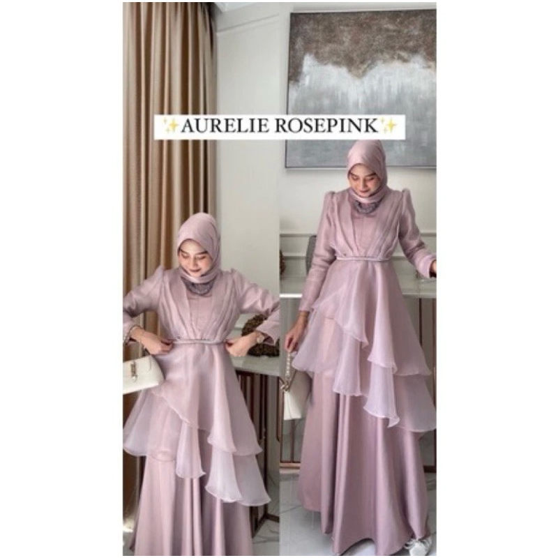 Jual Auriele Dress Queenbee Fashion Gamis Muslim Wanita Pesta Kondangan ...