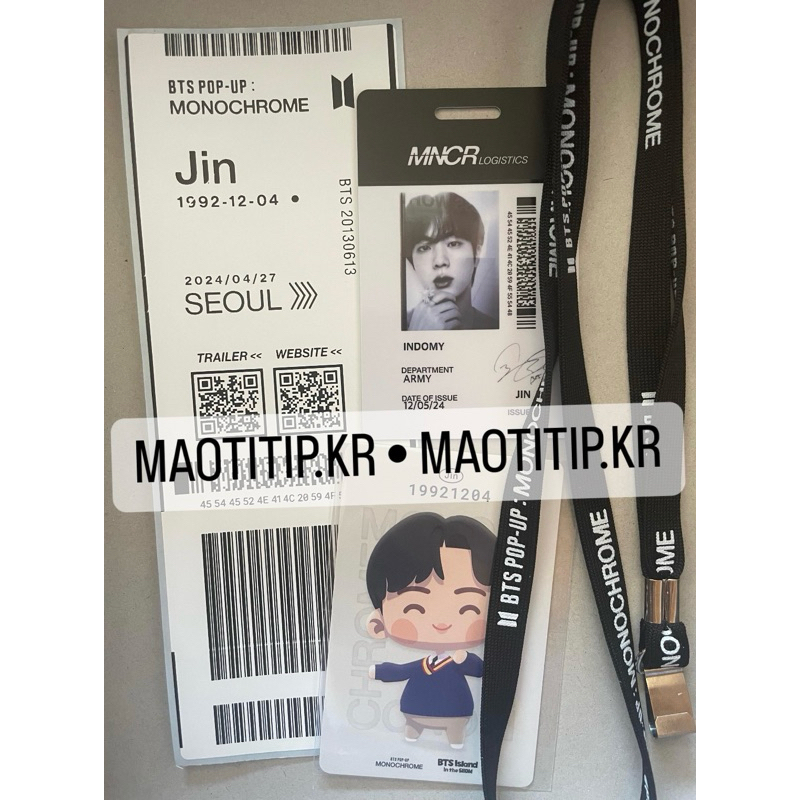 Jual BTS MONOCHROME SEOUL - (JIN SET) VISITOR CARD | LANYARD | BAGGAGE ...