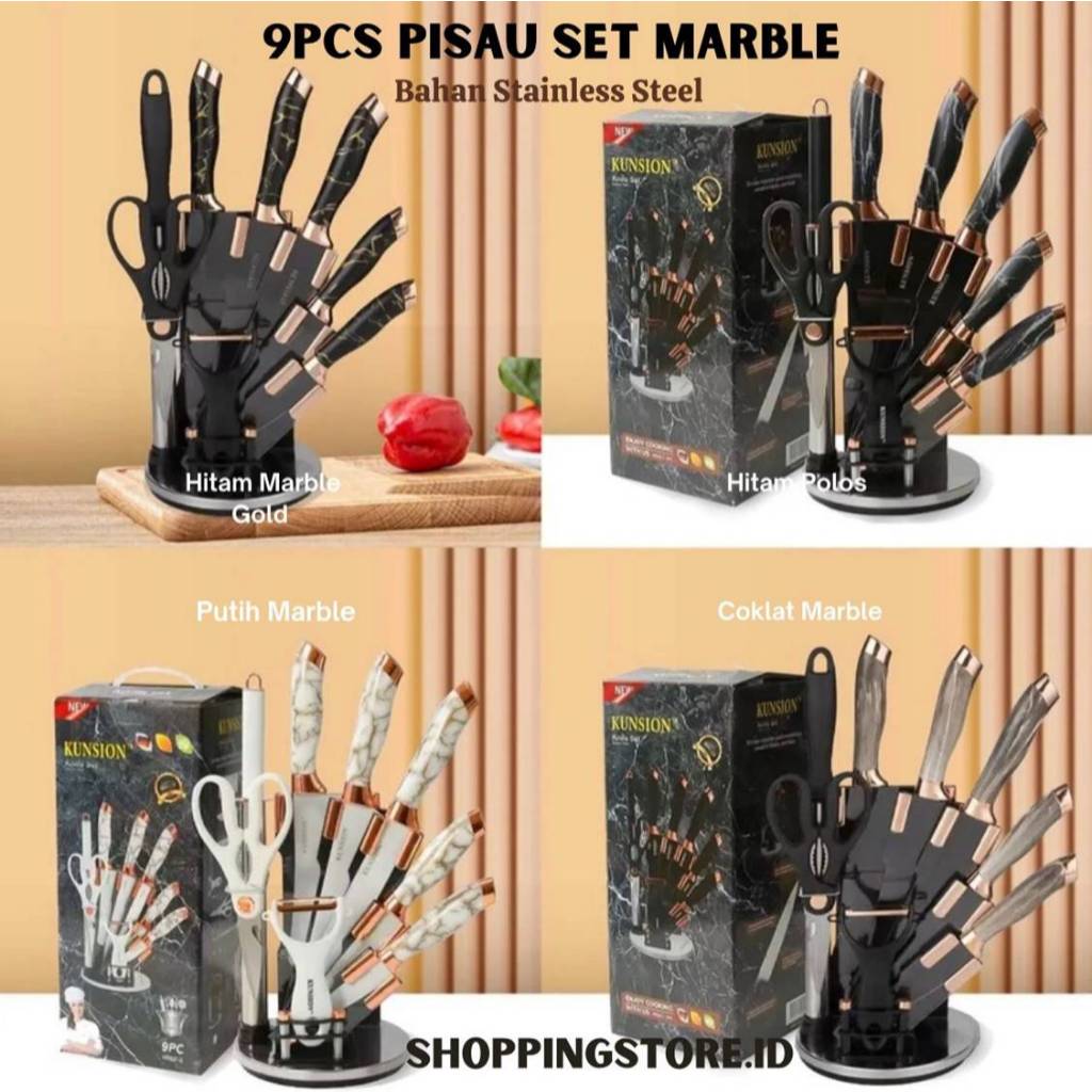 Jual Pisau Set Marble Multifungsi isi 9pcs/ 7pcs Stainless Steel Marble ...