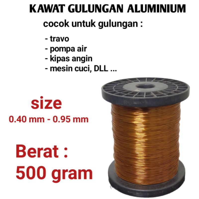 Jual KAWAT GULUNGAN ALUMINIUM ENAMELD WIRE UKURAN 0,40MM-0,95MM BERAT ...