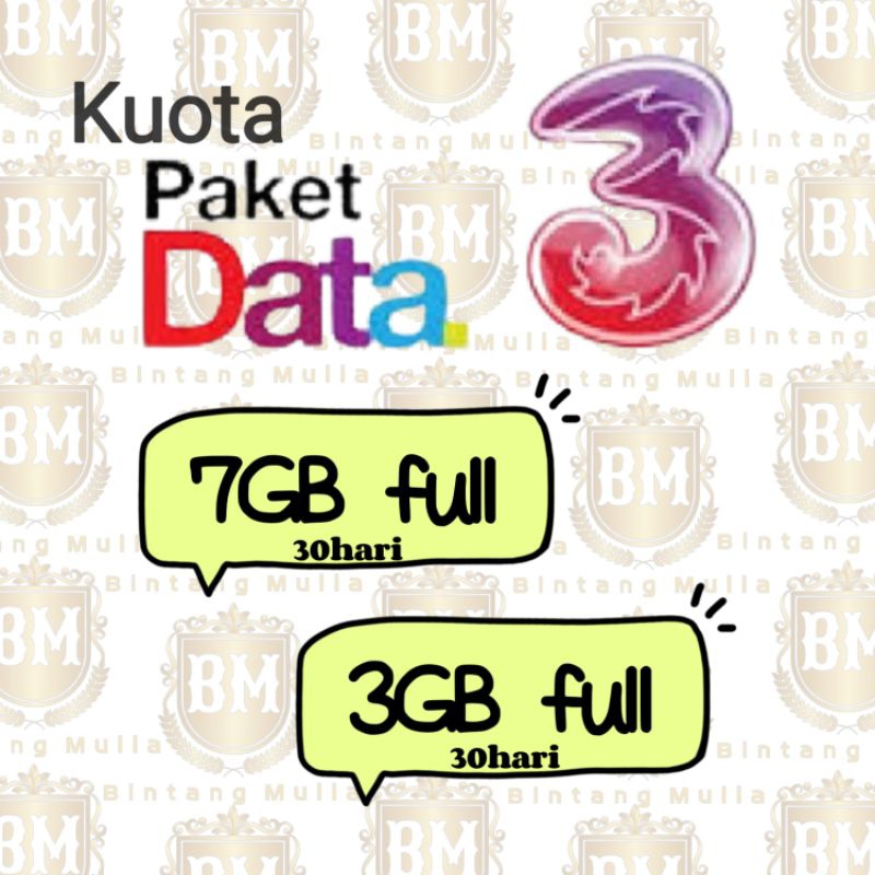 Jual Kuota Internet Tri 3 Paket Data Happy | Shopee Indonesia