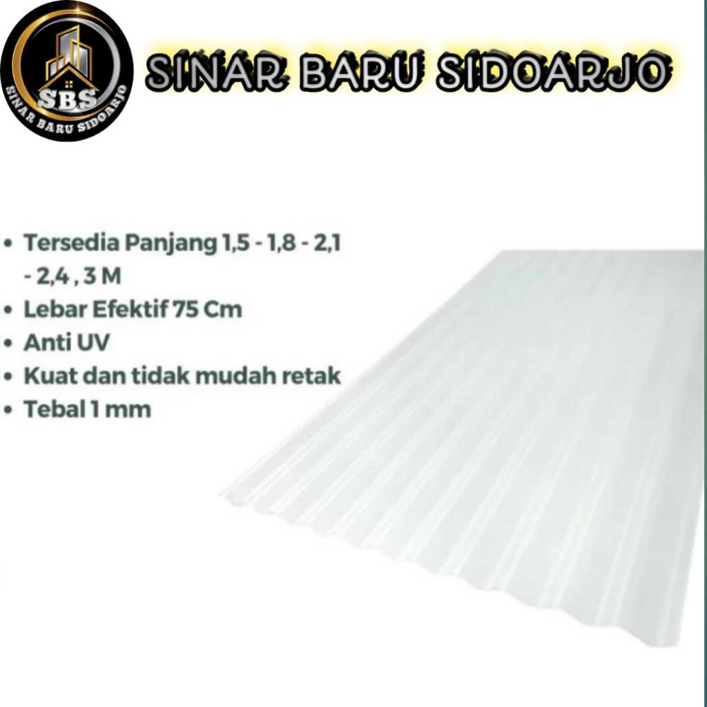 Jual Atap bening / Atap Gelombang PP Transparan 1mm - 1,5m - 4m ...