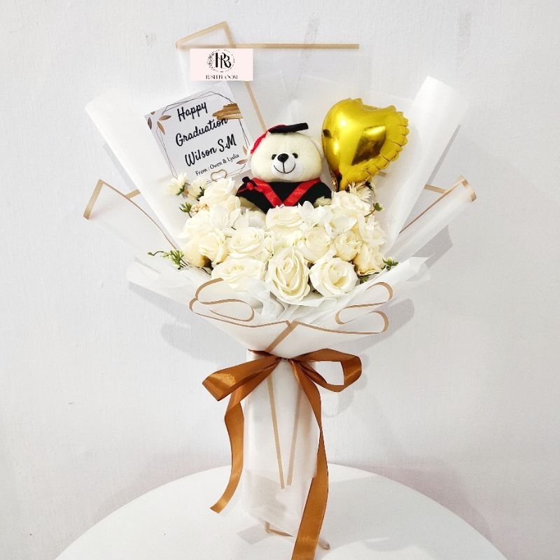 Jual buket bunga wisuda | bouquet snack balon pita | wisuda birthday ...