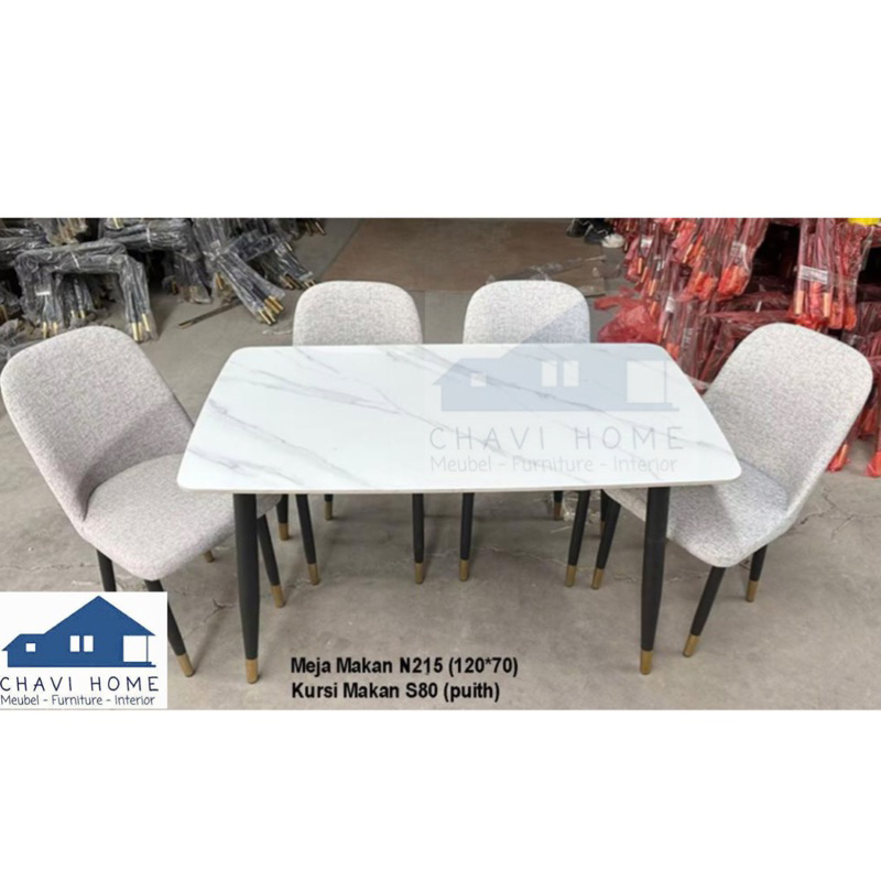 Jual set meja makan motif marble marmer dengan 4 kursi rangka besi ...