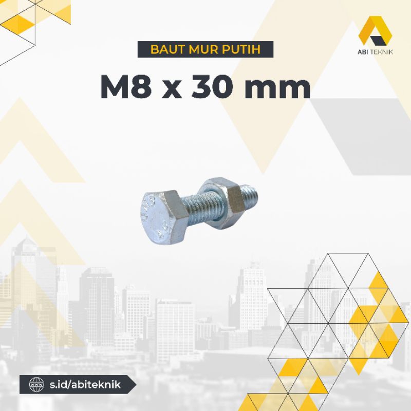 Jual Baut Mur Putih (BMP) M8 x 30 mm | Shopee Indonesia