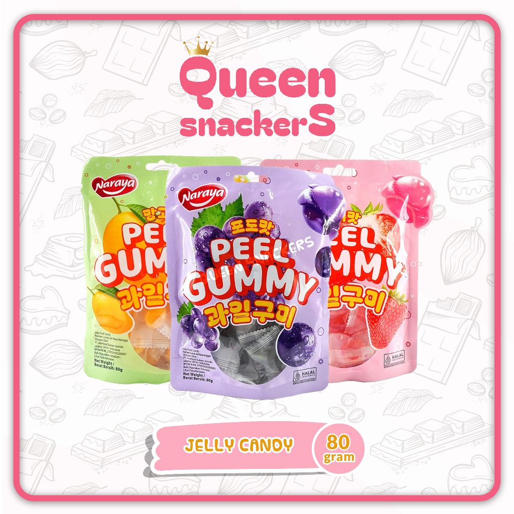 Jual Naraya Peel Gummy Jelly 80g Strawberry / Grape / Mango | Shopee Indonesia